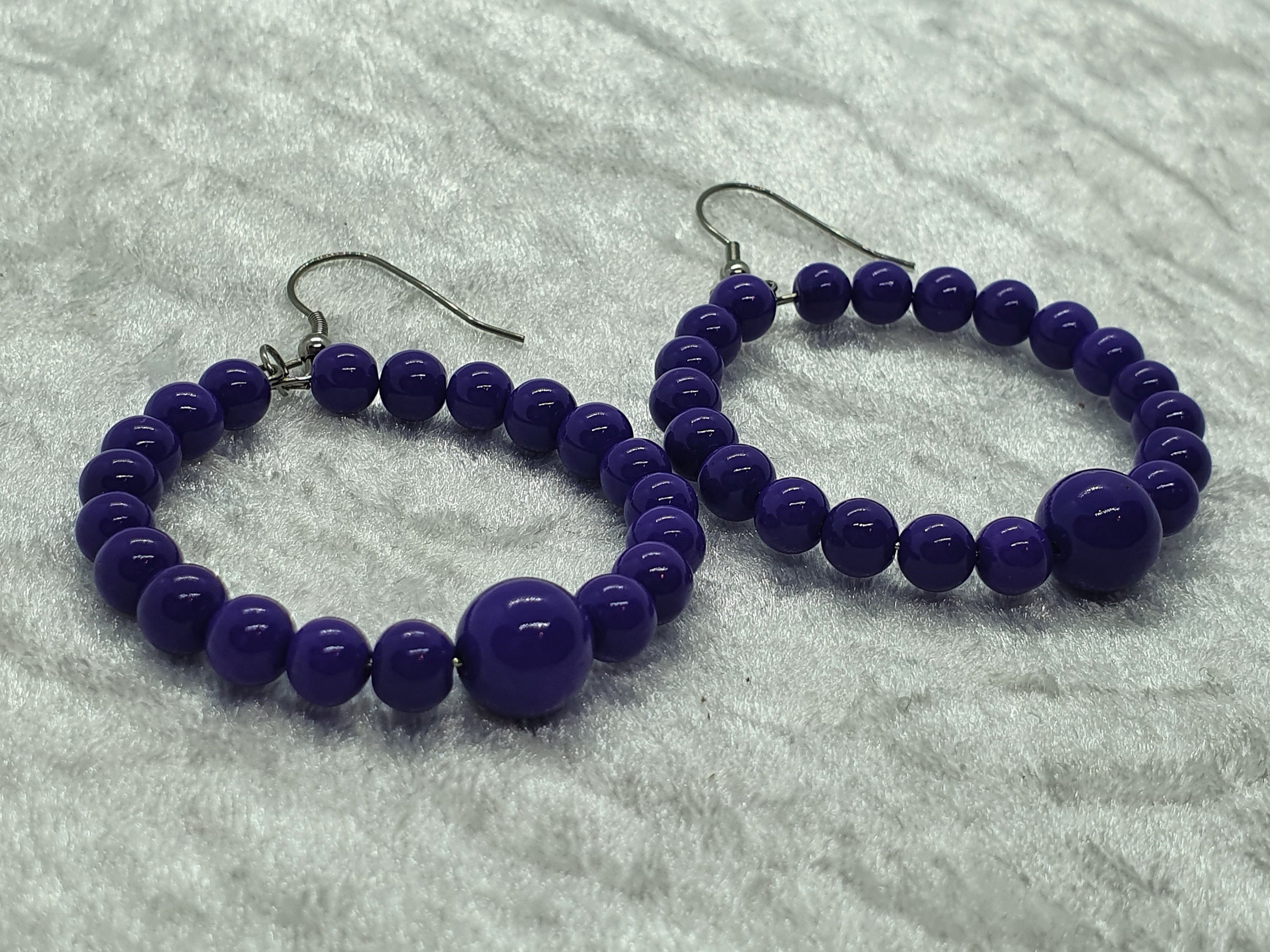 Purple Round Hoop Earrings Etsy