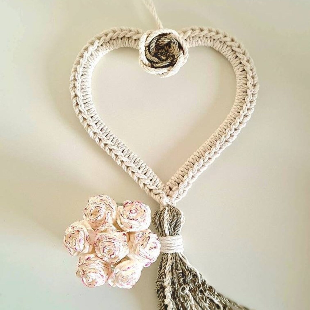 Macrame Heart Birthday Gift for Mother , Macrame Heart Shaped Hanging ...