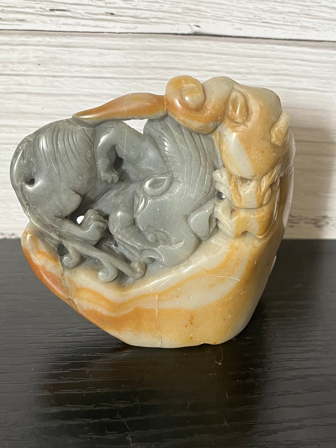 Chinese Hand Carved Nephrite Dragon Sculpture - Etsy