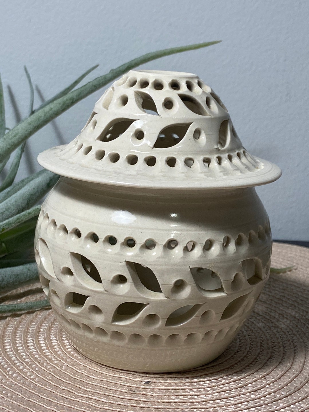 Hand Made Ceramic Pottery Tealight Holder Fairy Light Candle Lantern - Etsy