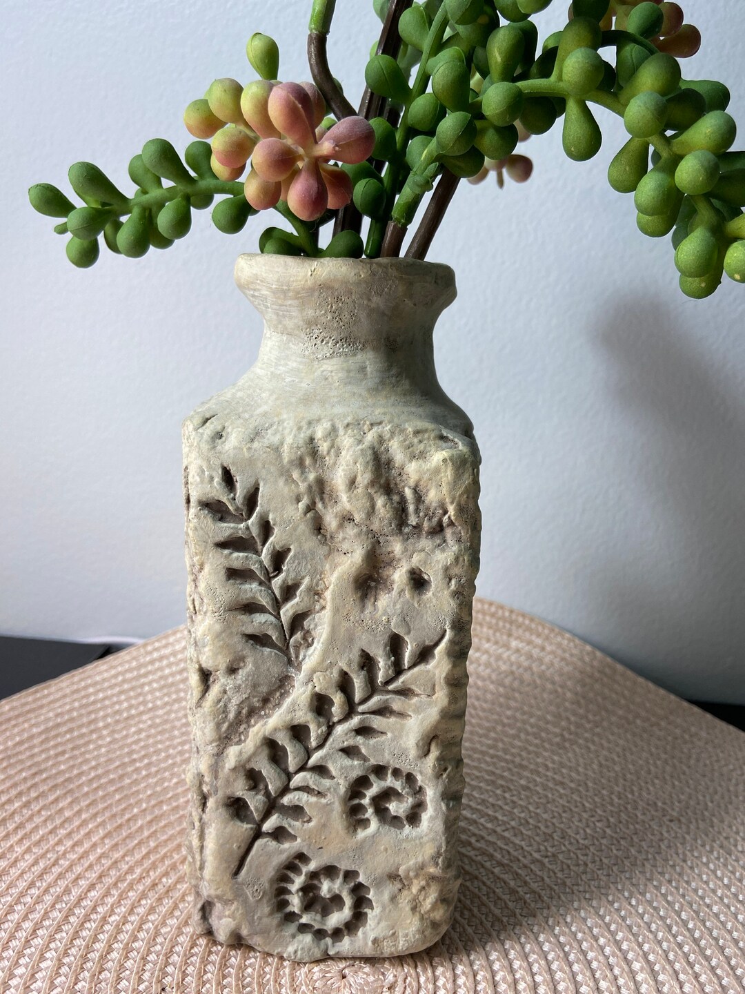 Pottery Vase- Leaf and Fossil Design - Etsy