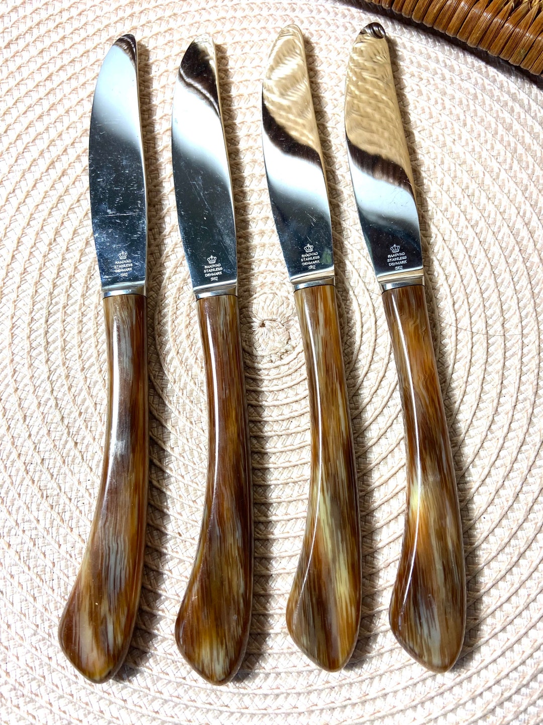 Vintage Raadvad Denmark Knife Set Faux Horn Handles - Etsy