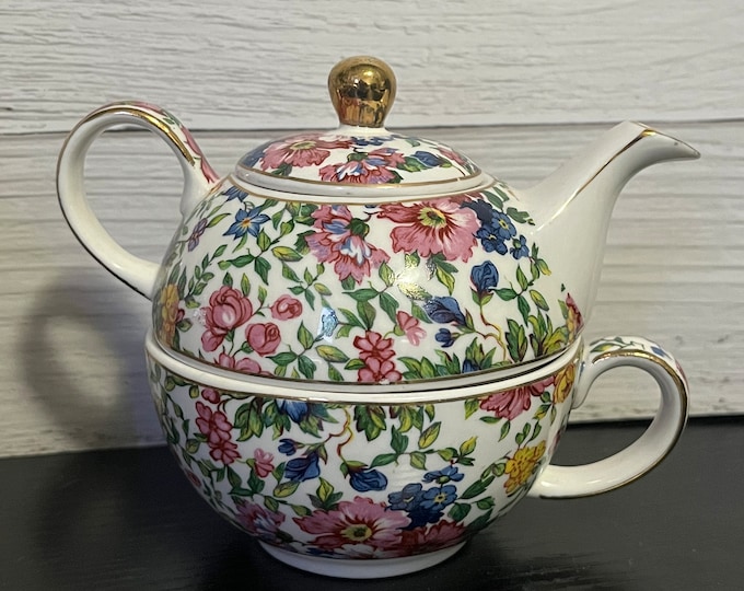 Adeline Chintz Tea for One Cup and Teapot - Etsy