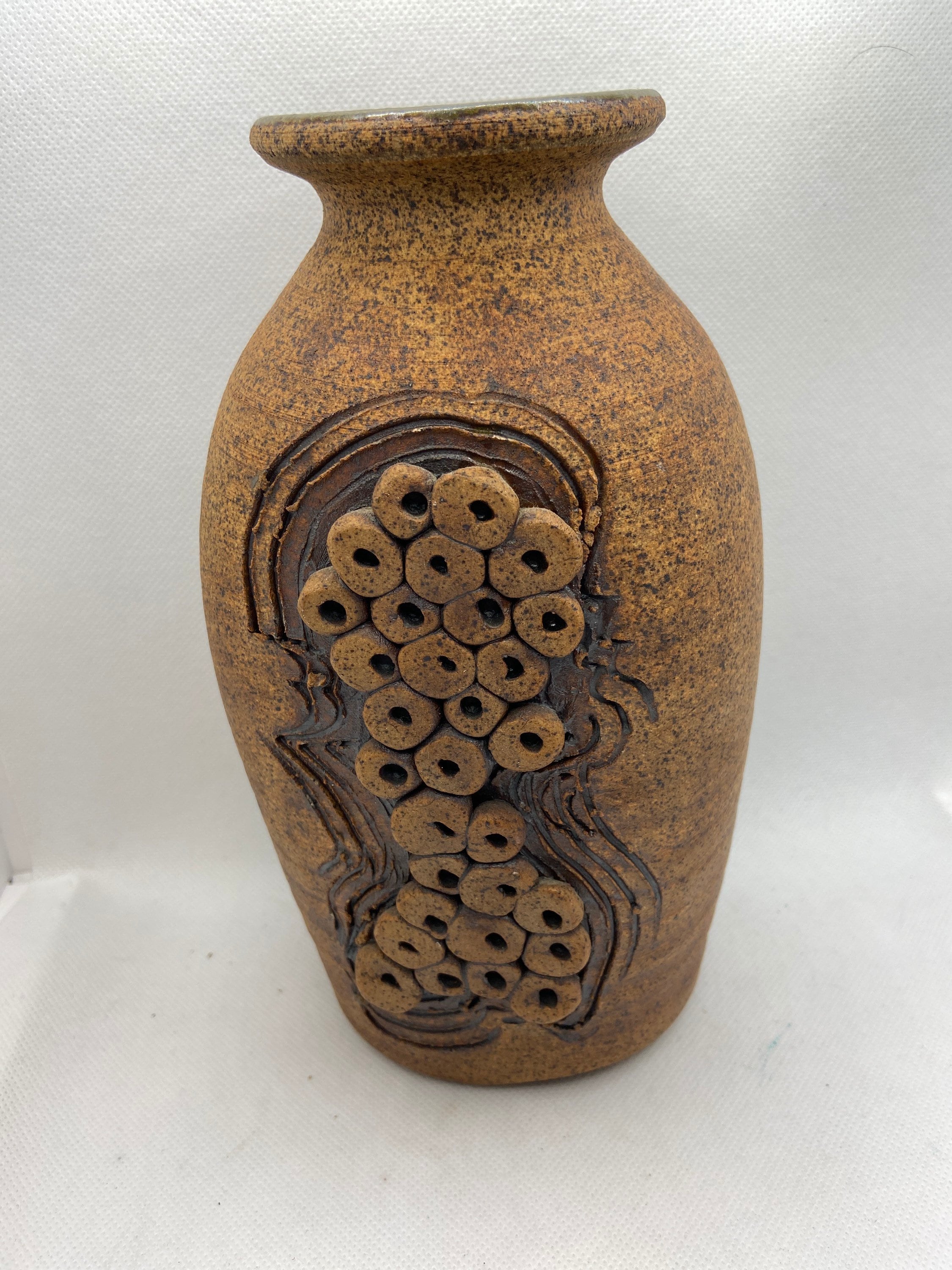 Vintage Brown Decorative Pottery Vase Artist Signed Etsy