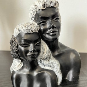 Vintage 1970 Frank Schirman Black Coral Man and Woman Sculpture - Etsy