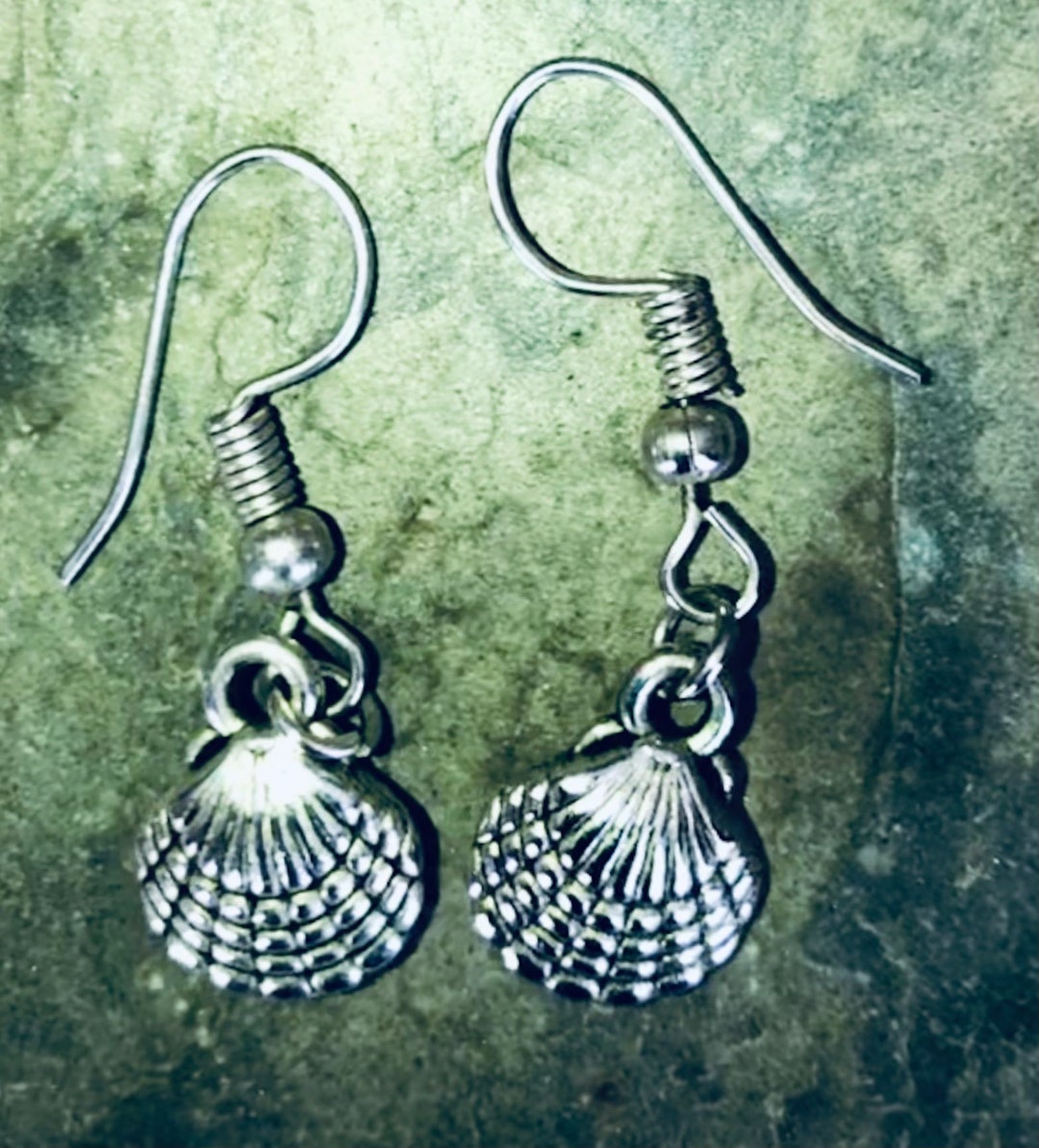 Silver Clam Shell Earrings With 925 Silver Wires - Etsy UK