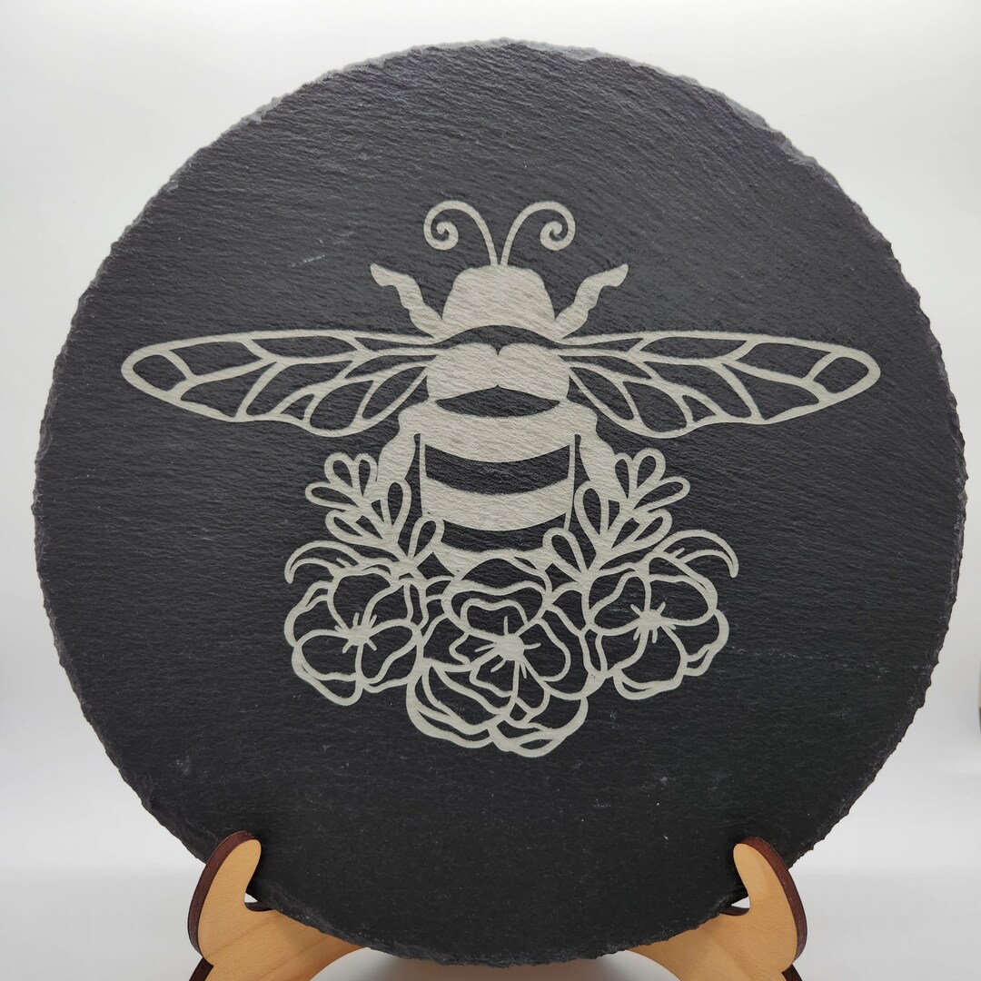9 3/4" Slate Trivit With Engraved Floral Honeybee - Etsy