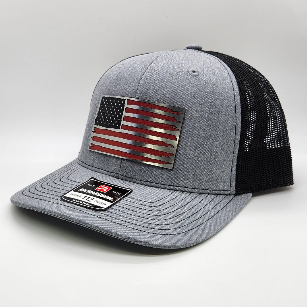 American Flag Patch Hat: Laser Engraved Acrylic on Richardson R112 - Etsy