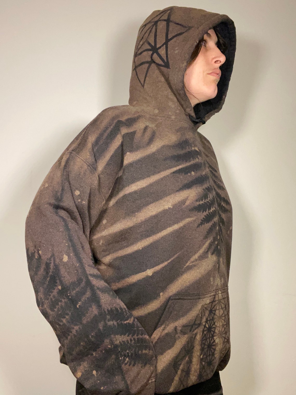Fern Sweatshirt Bleach Dye Pullover Psychedelic Nature Festival ...