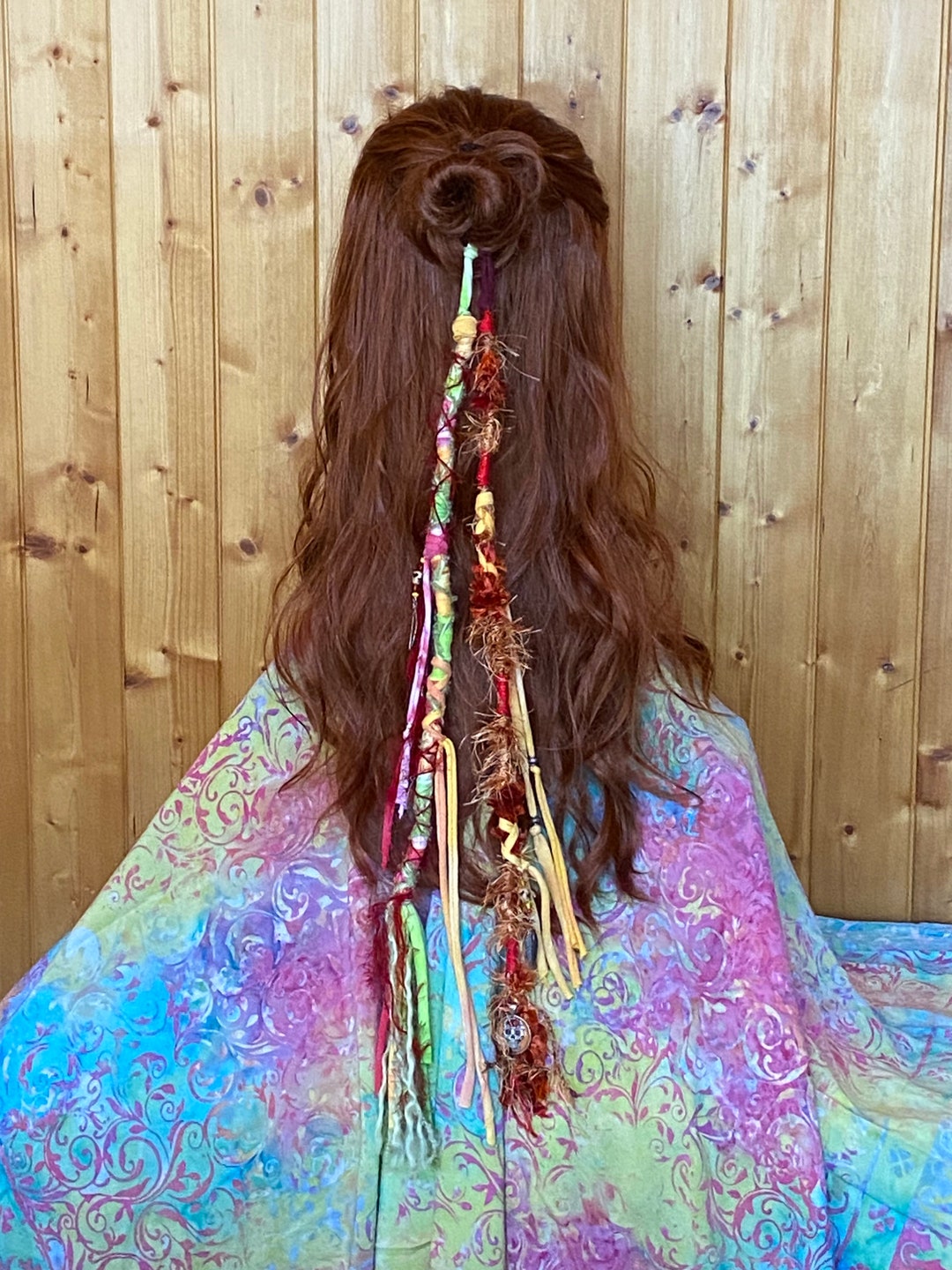 Set of 2, Rasta Colored, Sugar Skull, Fabric Dread Extensions, Yarn ...