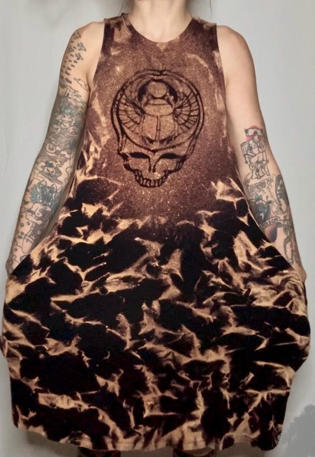 MADE TO ORDER!! Custom, Bleach Dye, Grateful Dead, Scarab Stealie ...