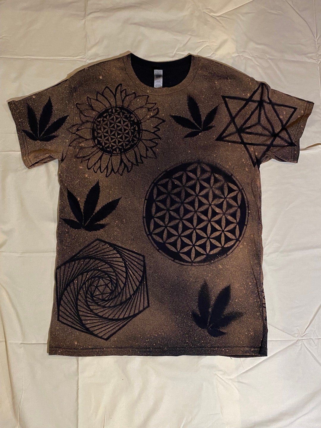 Made to Order, Custom, Bleach Dye Tee Shirt, Cannabis Leaves ...