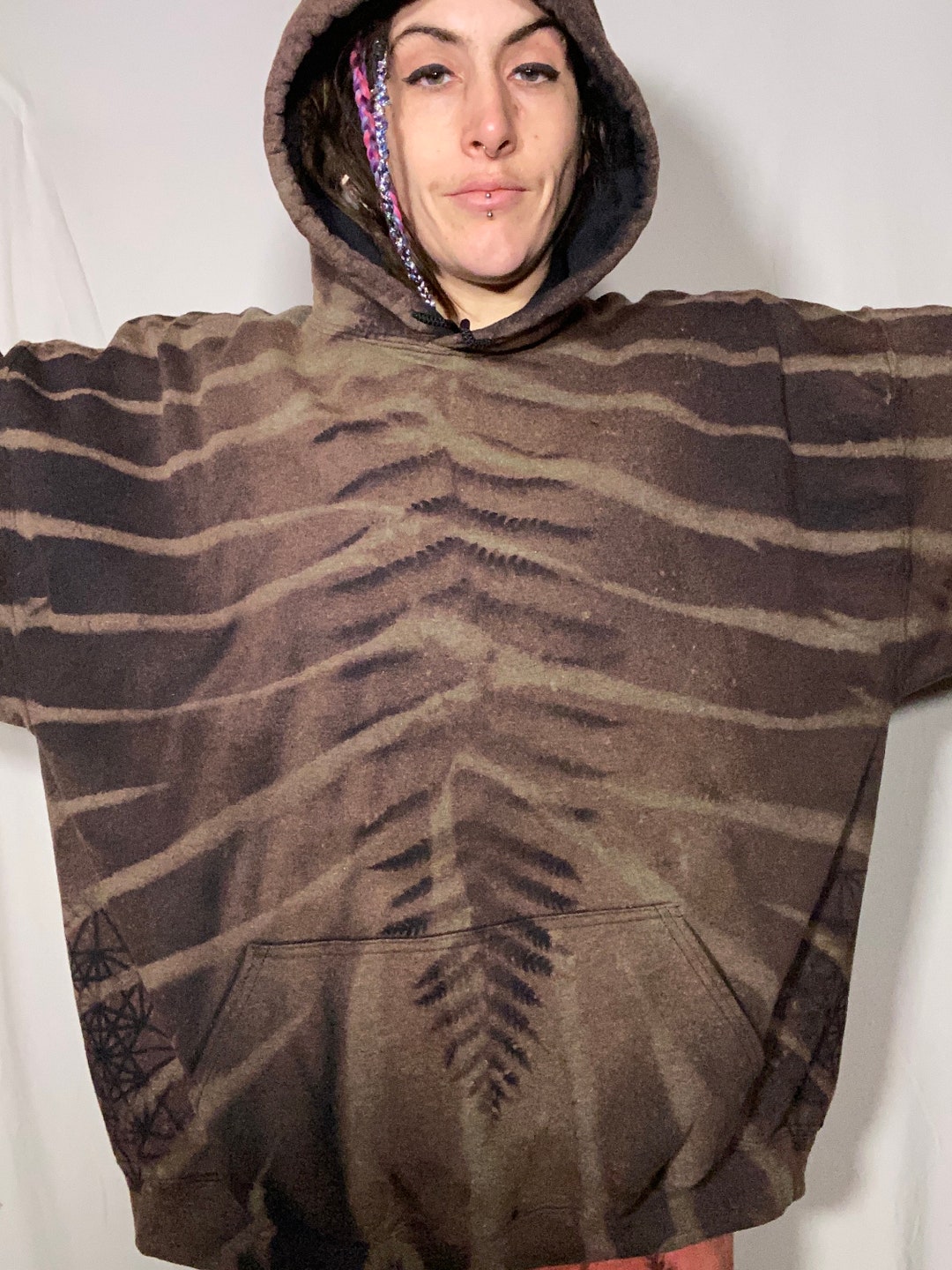 Made to Order Bleach Dye Fern Hoodie: Celtic Sacred Geometry Pullover ...