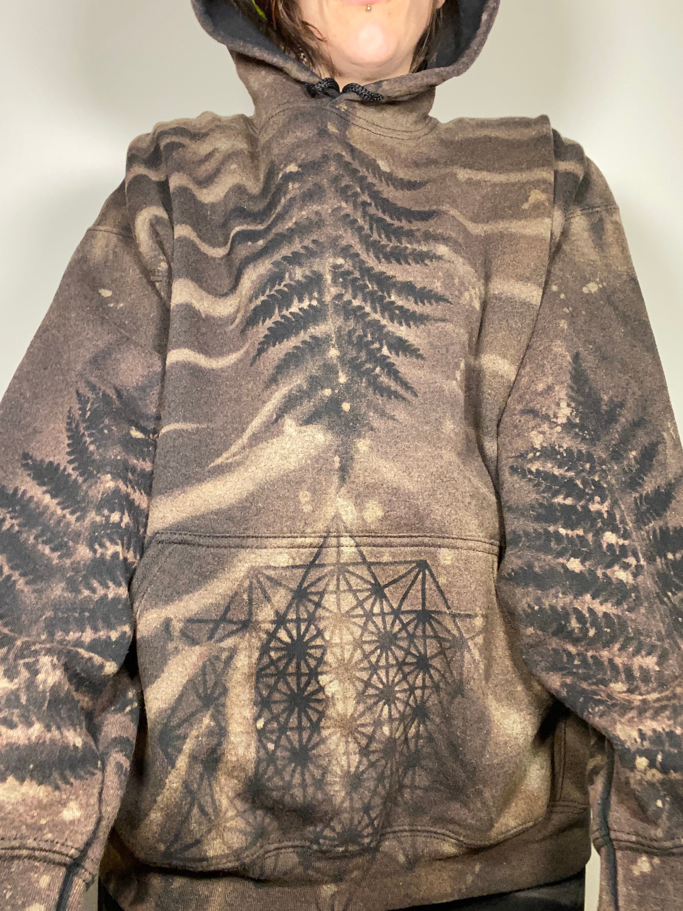 Fern Sweatshirt Bleach Dye Pullover Psychedelic Nature Festival ...