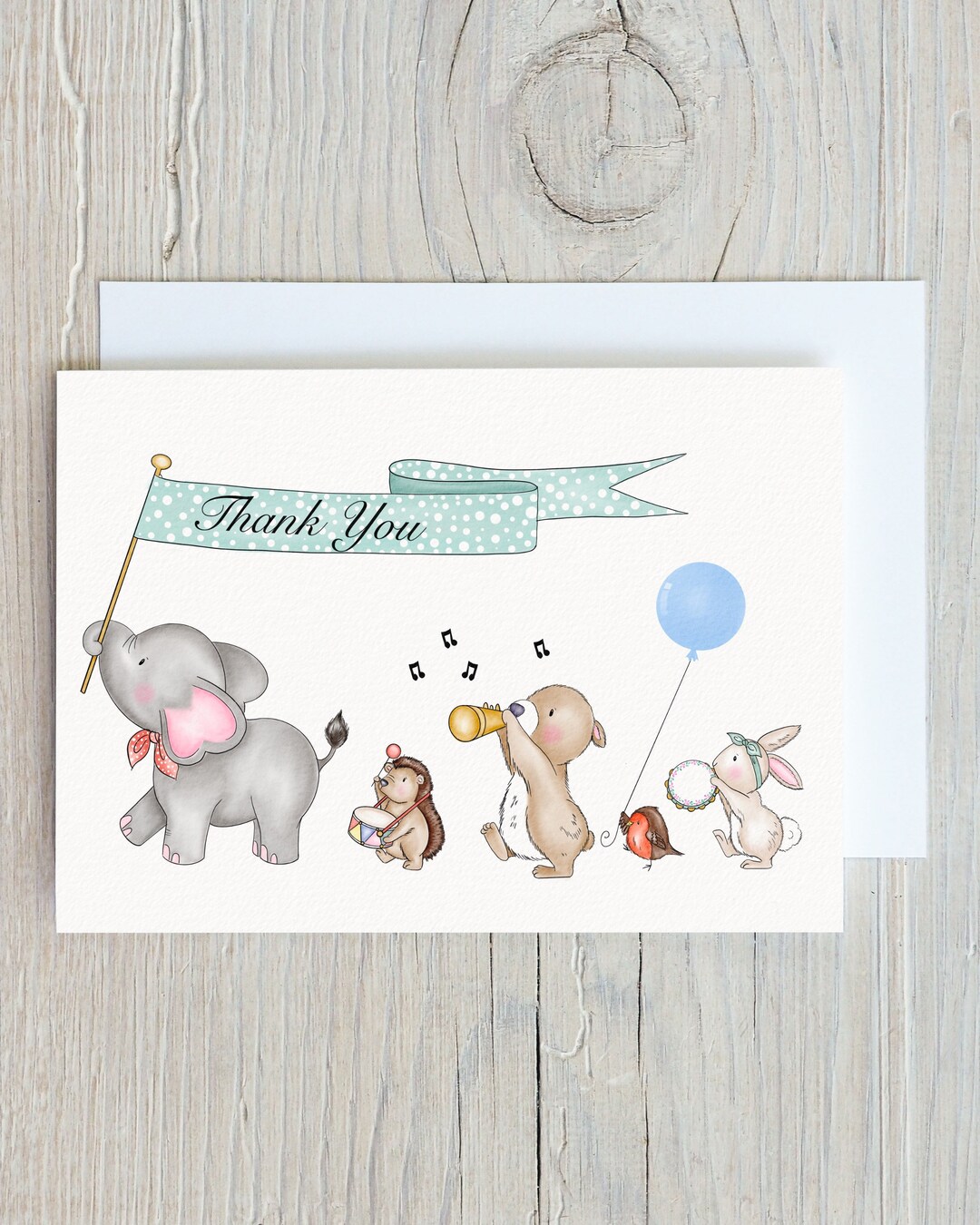 Pack of 5 Animal Thank You Cards, Thank You Notes, Thank You Card, Hand ...
