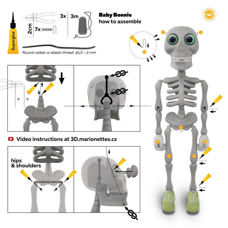 Baby Bonnie Skeleton Marionette STL File - Digital File for 3D Printing ...