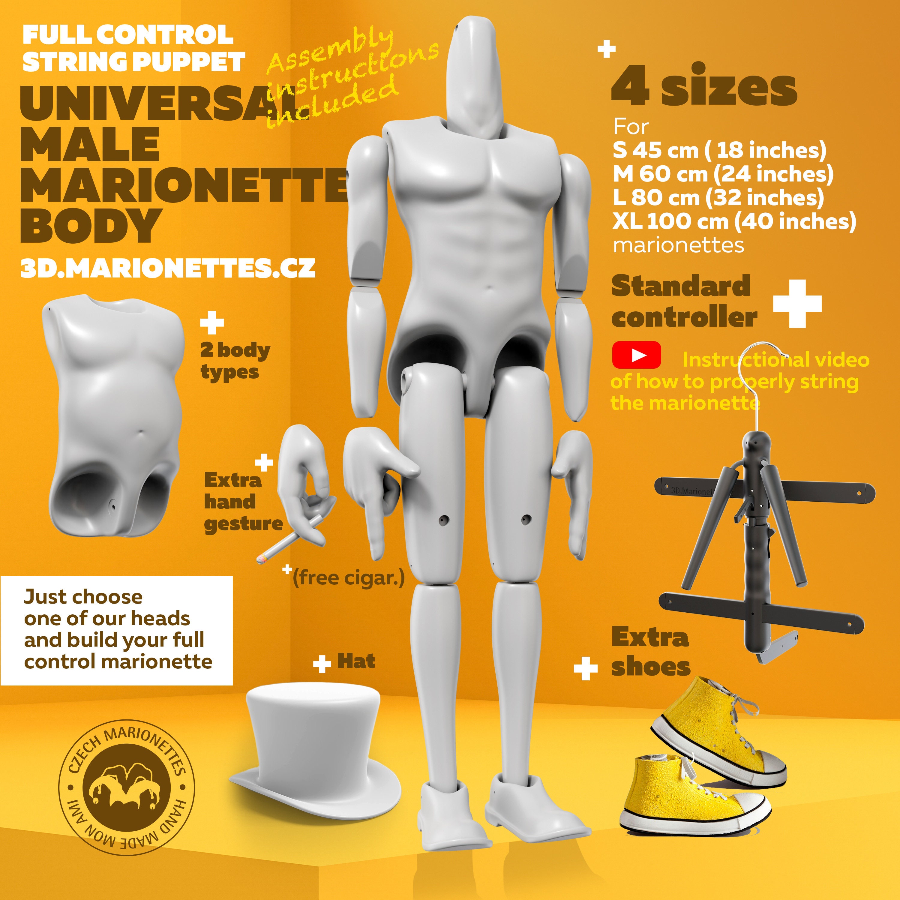 Full Control Male Marionette STL File - Digital File for 3D Printing W ...