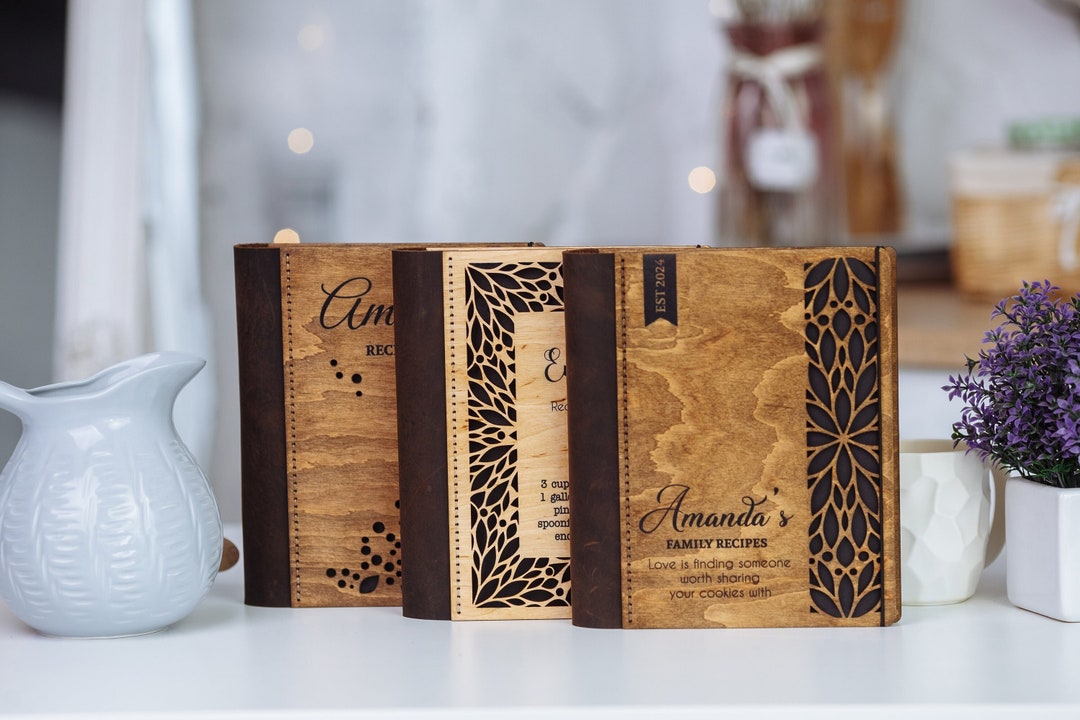Custom Recipe Book Personalized Wooden Cookbook Christmas Gift - Etsy
