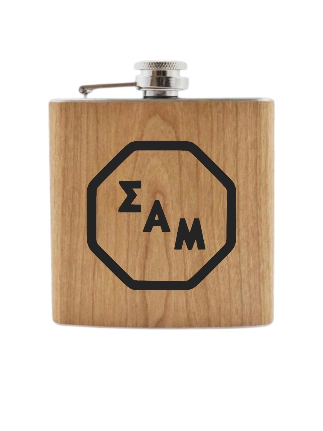 Custom Sigma Alpha Mu sammy Fraternity Wooden Flask Greek Life ...
