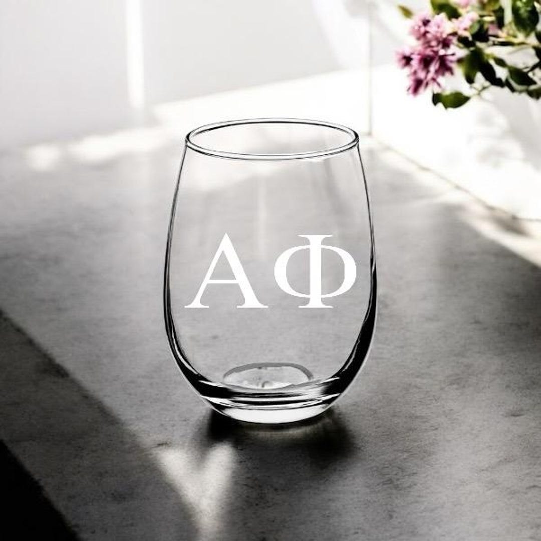 Custom Alpha Phi Sorority Wine Glasses Greek Life 15 Oz Glass Sorority ...