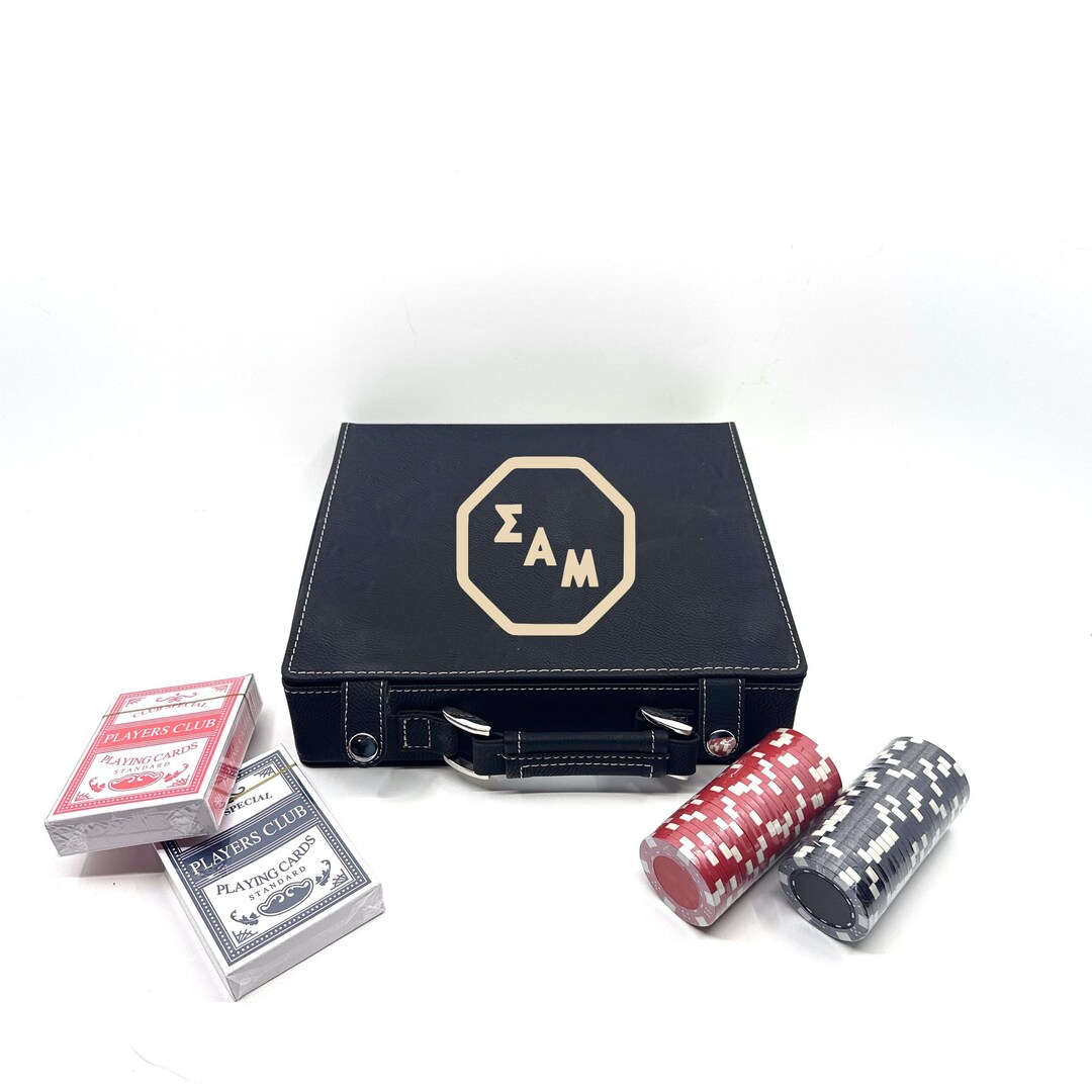 Sigma Alpha Mu sammy Fraternity Leather Poker Set Greek Fraternity ...