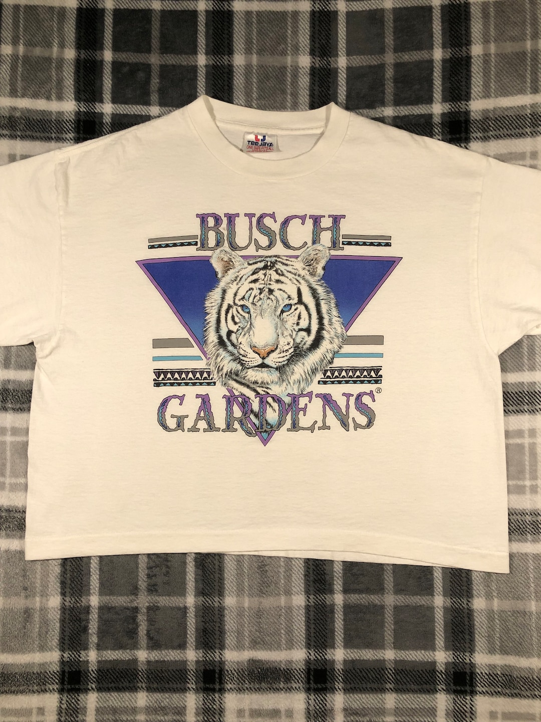 Vintage 90s Busch Gardens White Tiger Theme Park Wildlife Animal Print ...
