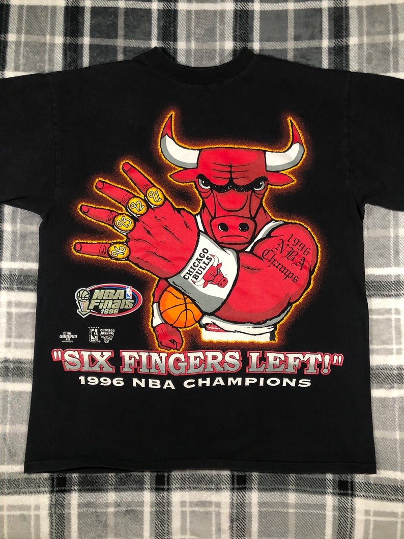 Vintage 90s Chicago Bulls NBA Finals 1996 Champions Six Fingers Left ...