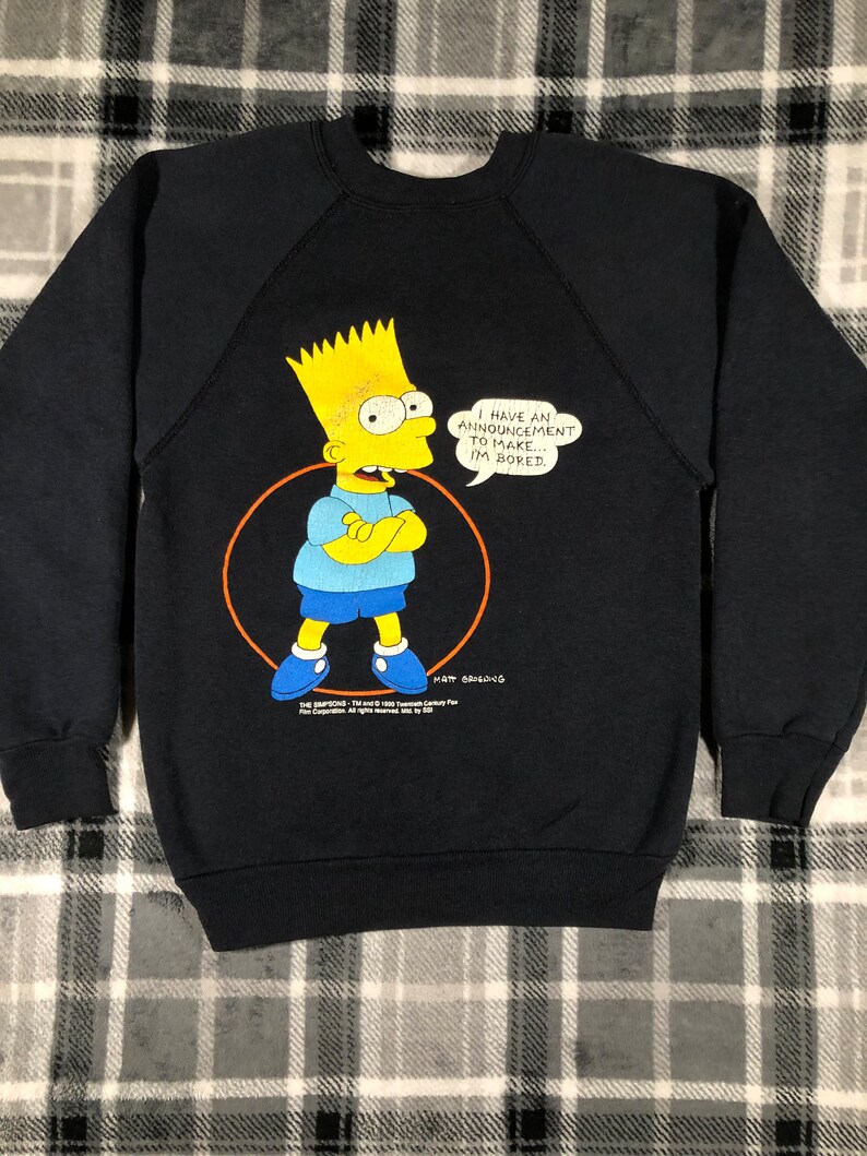 Vintage 90s Bart Simpson Cartoon Character TV Show Crewneck Sweatshirt Size Youth 10-12 - Etsy
