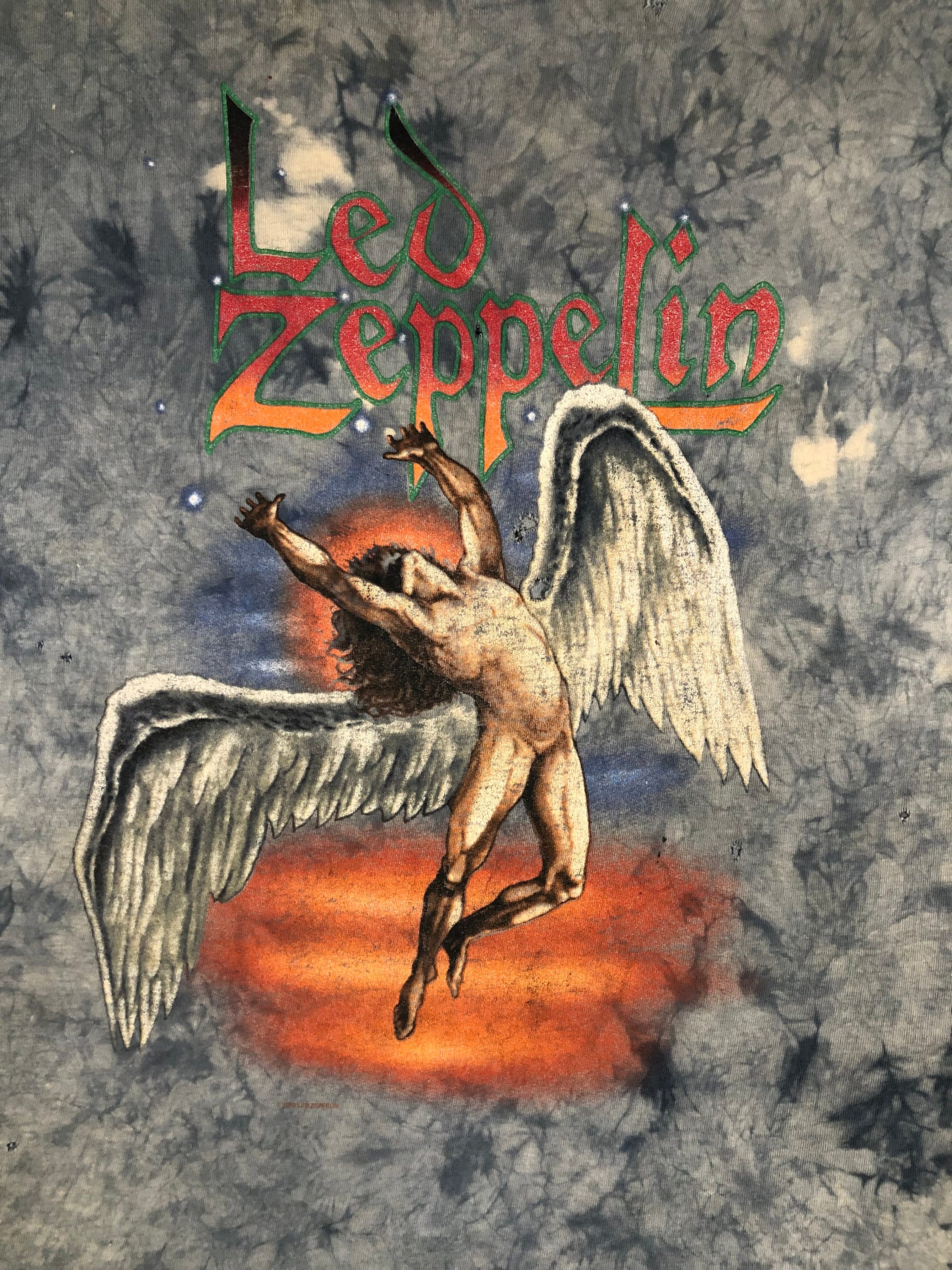 Led Zeppelin Vintage 90s Icarus Logo Hard Rock Band Tie Dye Thrashed ...