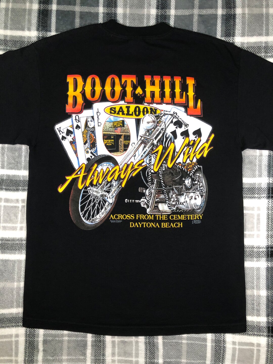 Vintage Boot Hill Saloon Daytona Beach Biker Motorcycle T Shirt Size L ...
