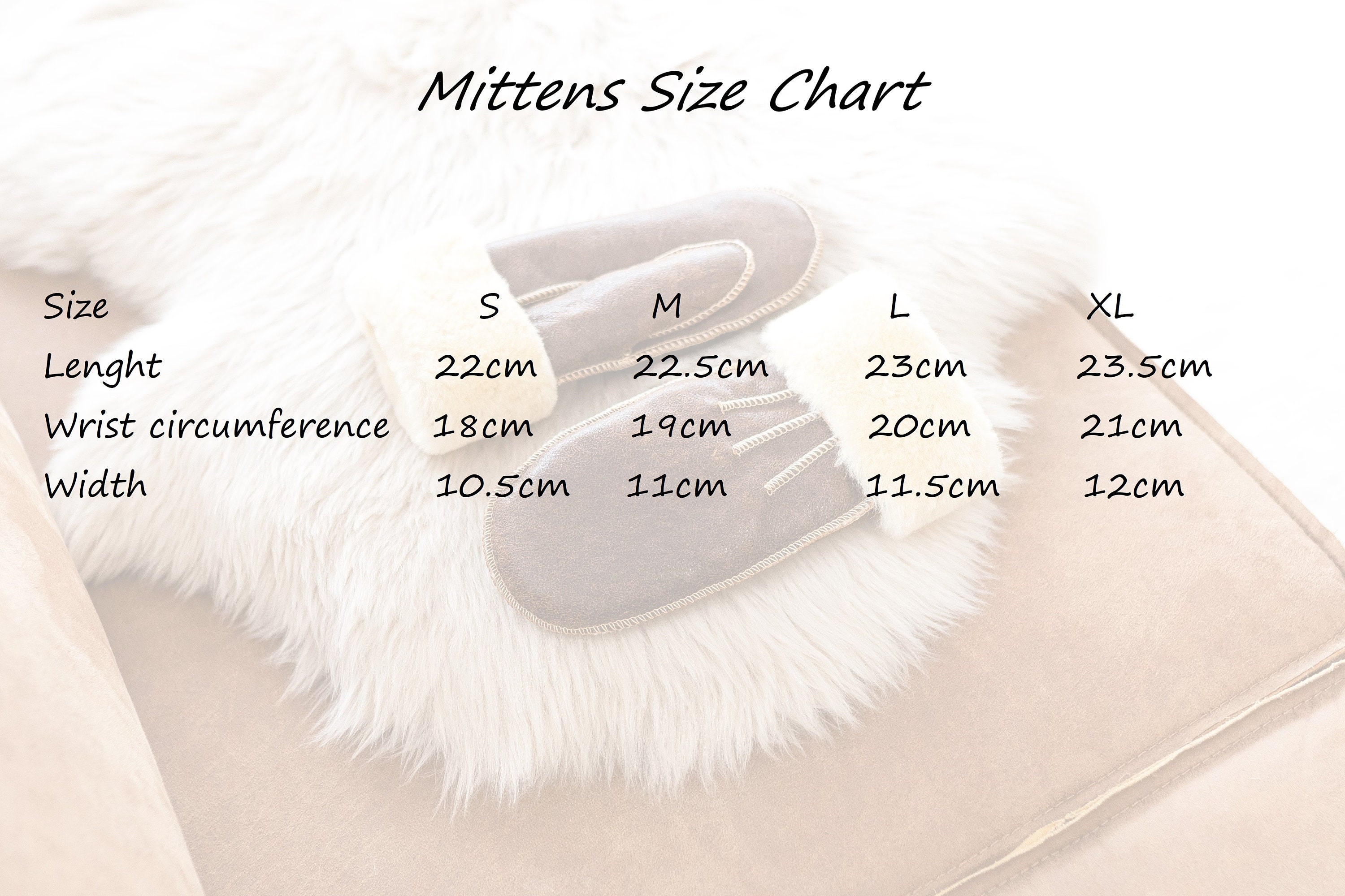 Natural Sheepskin Merino Mittens With Decorative Seams, Soft and Warm ...