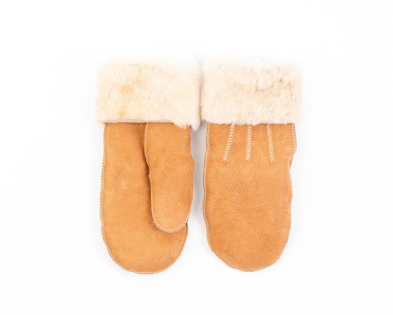 Natural Sheepskin Merino Mittens With Decorative Seams, Soft and Warm ...