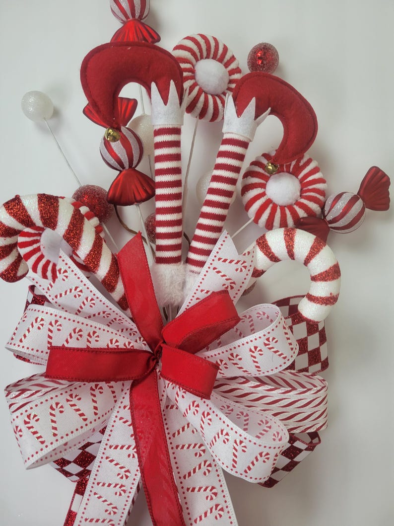 Peppermint Candy Christmas Tree Topper, Elf Legs, Christmas Tree Topper ...