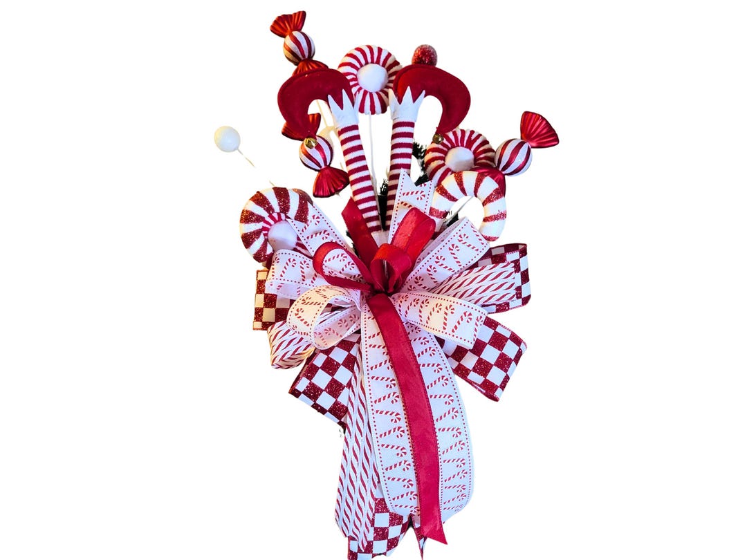 Peppermint Candy Christmas Tree Topper, Elf Legs, Christmas Tree Topper ...