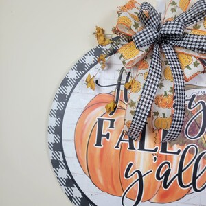Autumn Welcome: Happy Fall Y'all Door Hanger With Pumpkin, Fall Leaf ...
