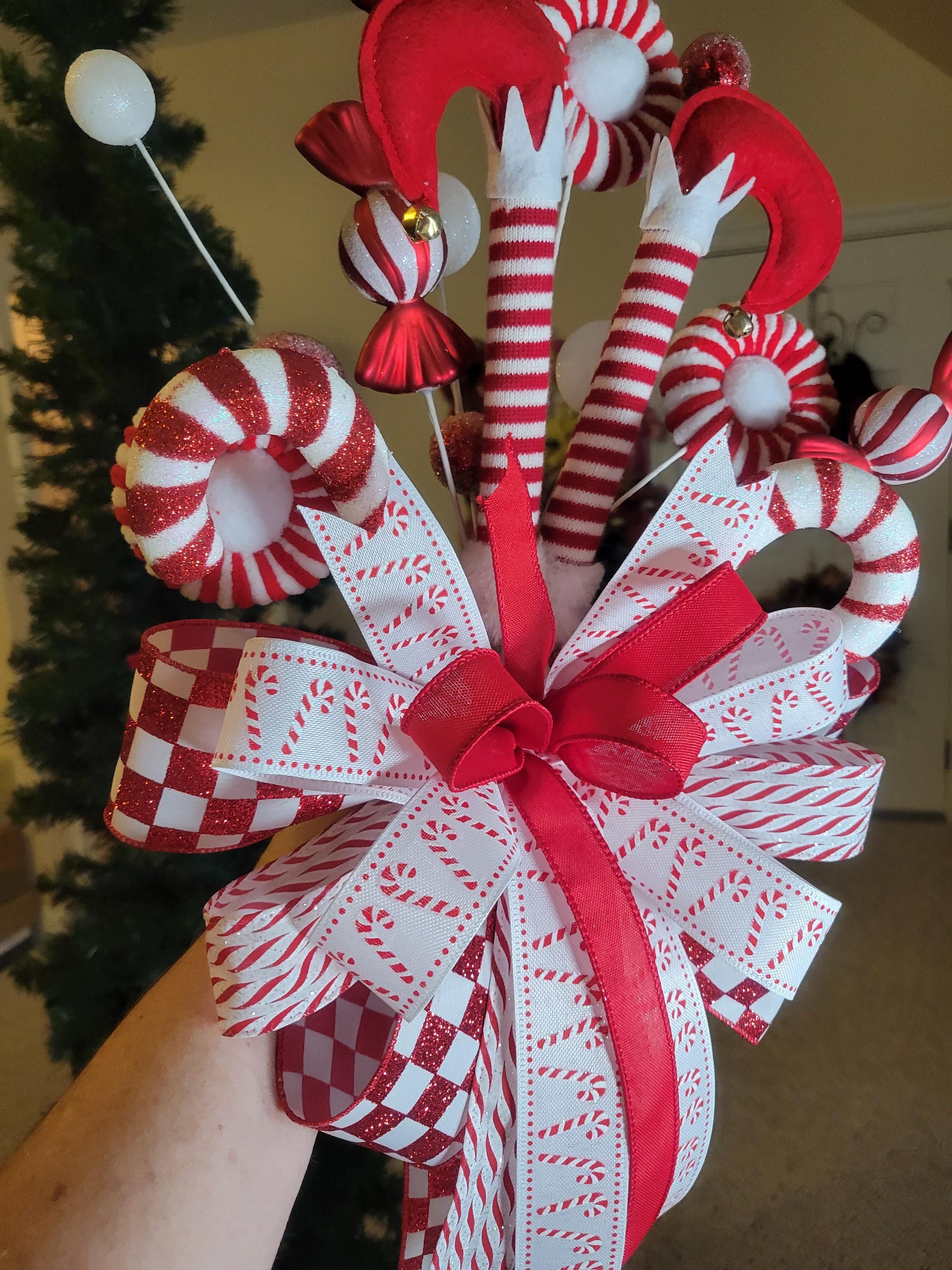 Peppermint Candy Christmas Tree Topper, Elf Legs, Christmas Tree Topper ...