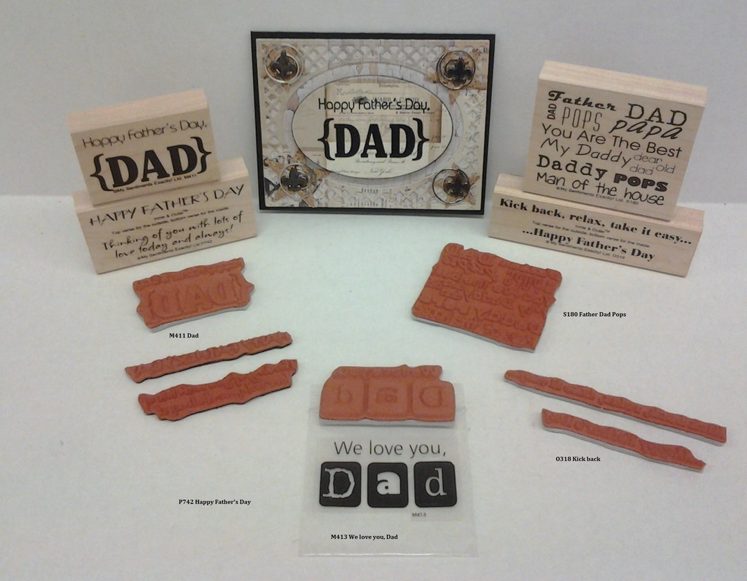 Happy Father's Day Red Rubber Art Stamps - Etsy