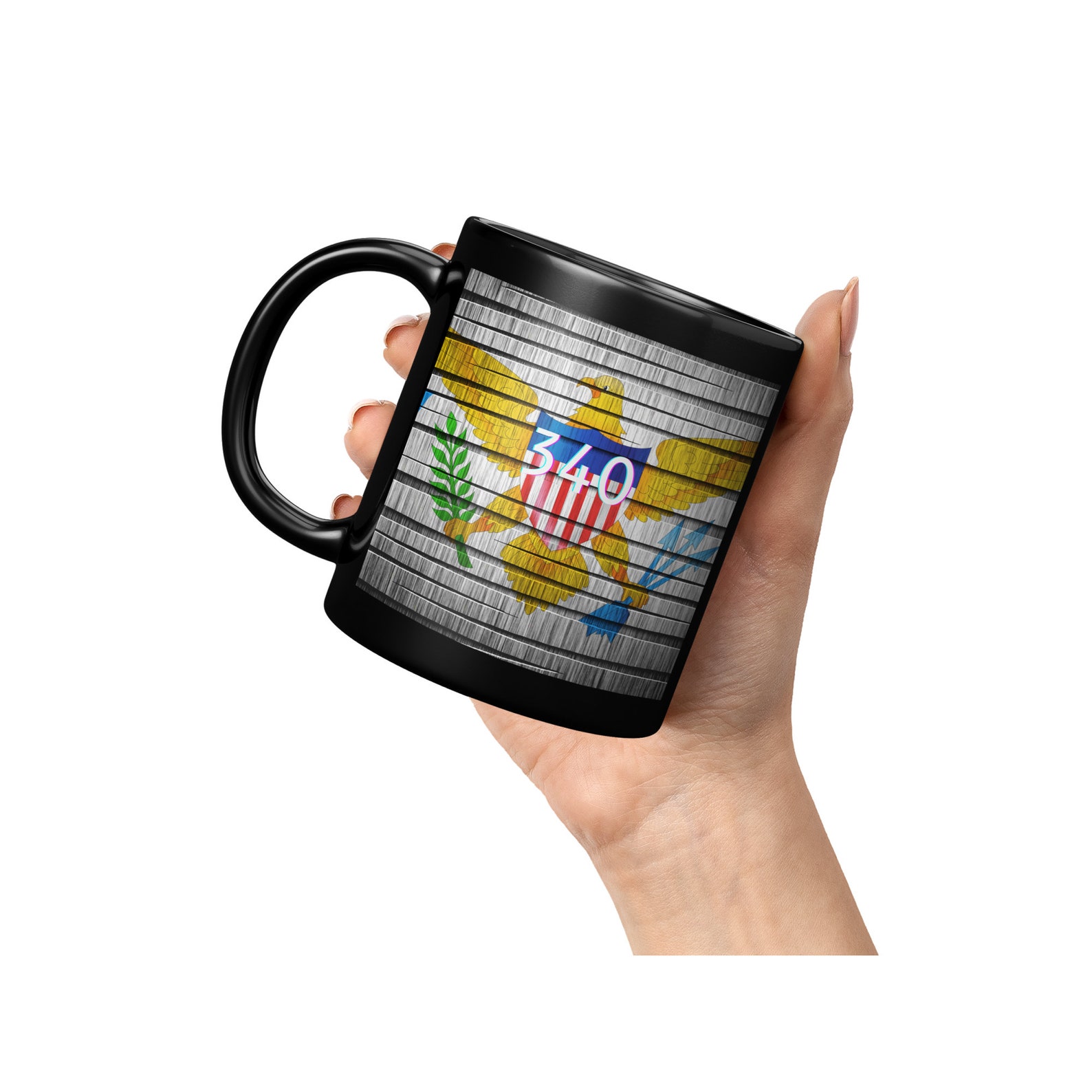 340 Area Code/V.I. Flagge Schwarze Tasse | Etsy