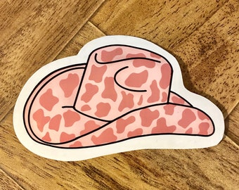 Pink Cowprint Cowboy Hat - Etsy