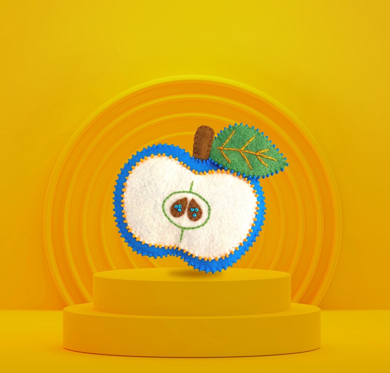 Felt Apple Ornament Pattern, PDF Pattern, Felt Apple, Felt Beaded ...