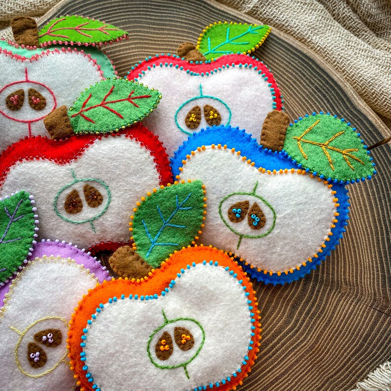 Felt Apple Ornament Pattern, PDF Pattern, Felt Apple, Felt Beaded ...
