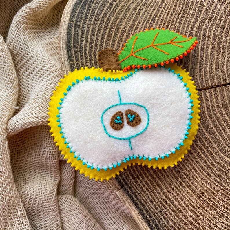 Felt Apple Ornament Pattern, PDF Pattern, Felt Apple, Felt Beaded ...