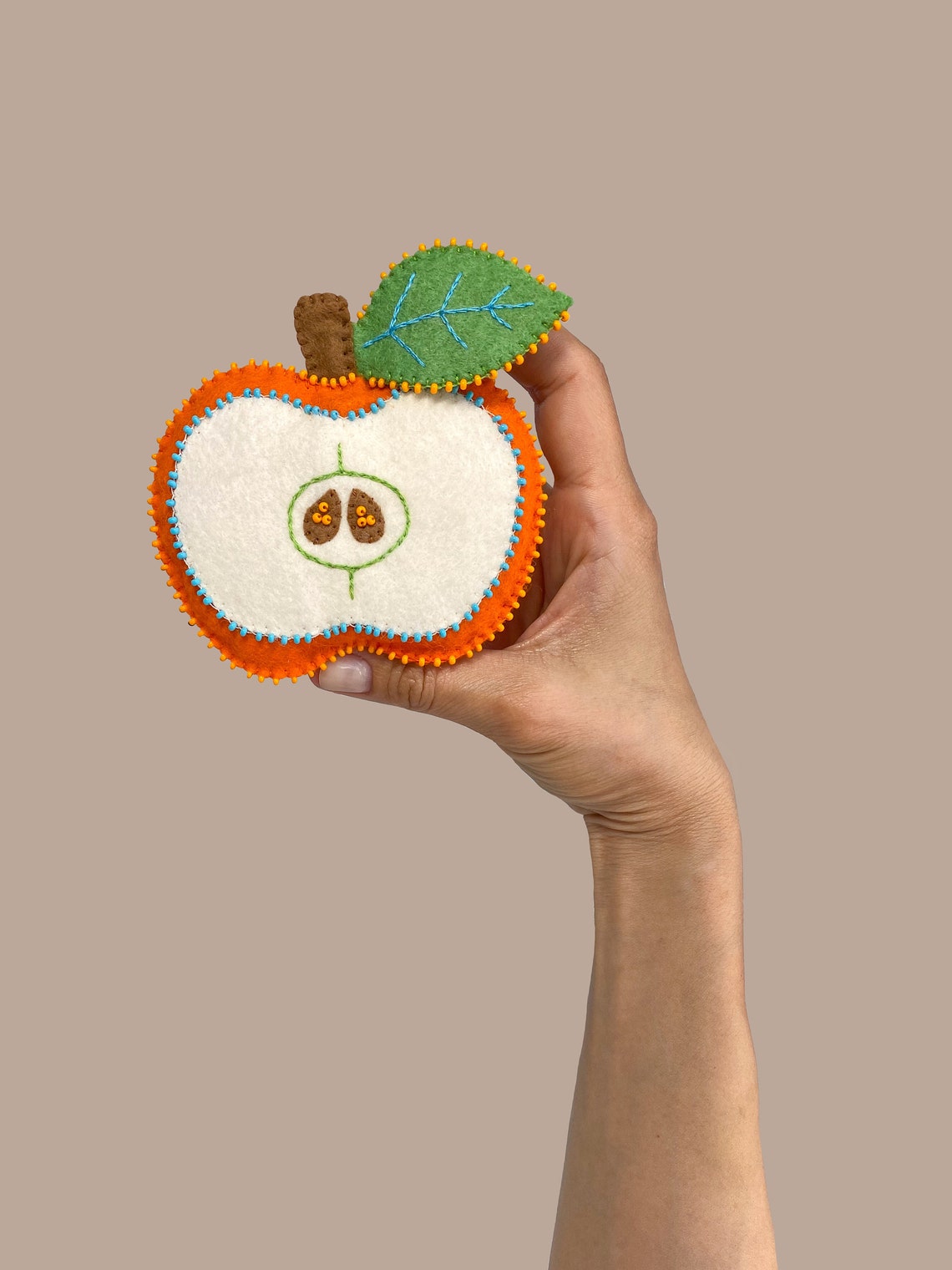 Felt Apple Ornament Pattern, PDF Pattern, Felt Apple, Felt Beaded ...