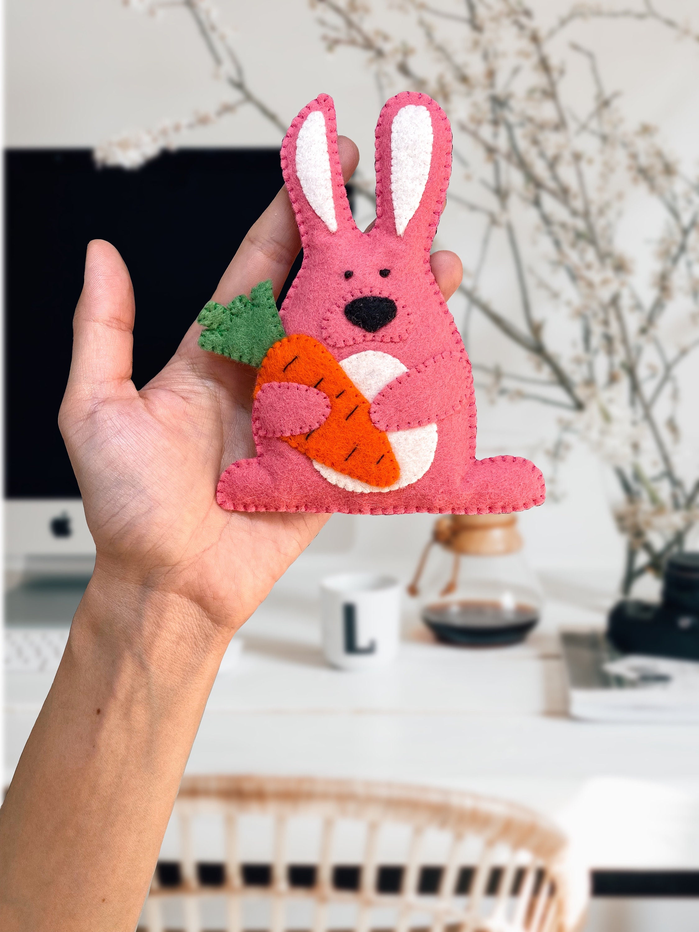 Felt Bunny Ornament PDF Pattern, Nursery Decoration and Magnet ...