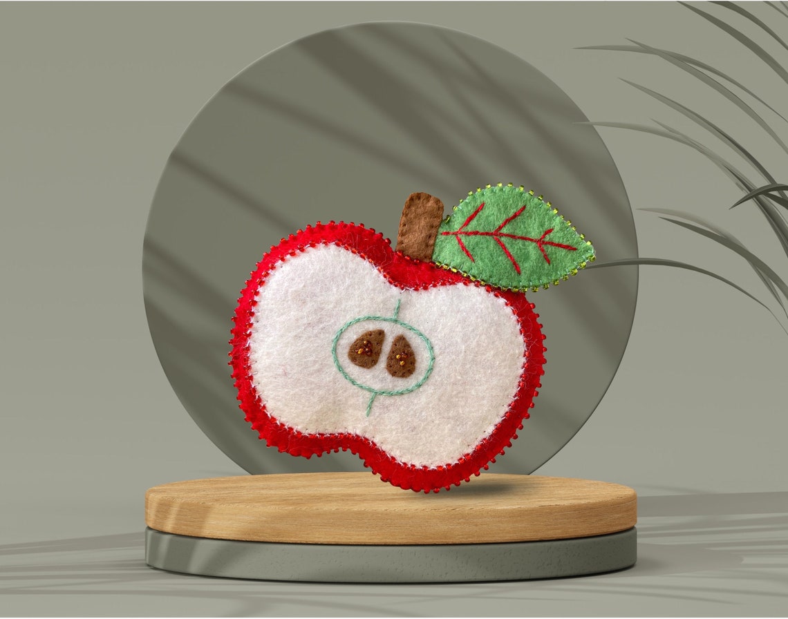 Felt Apple Ornament Pattern, PDF Pattern, Felt Apple, Felt Beaded ...