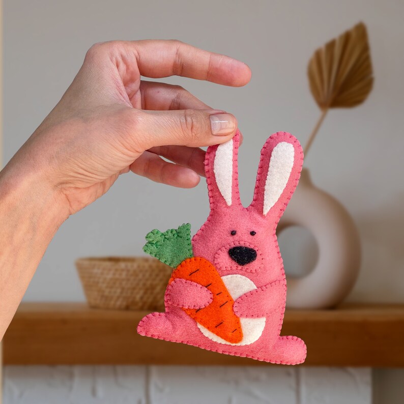 Felt Bunny Ornament PDF Pattern, Nursery Decoration and Magnet ...