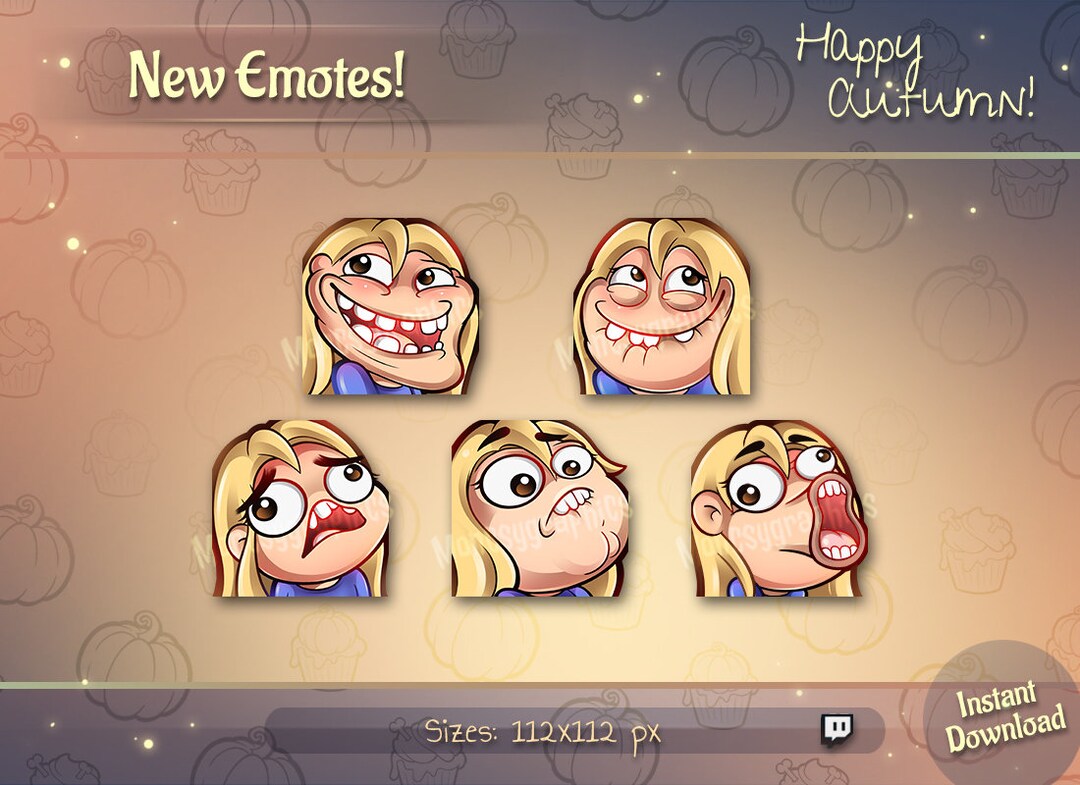 Twitch Emotes // Blonde Hair Troll Chibi Girl Emotes for Streamers ...