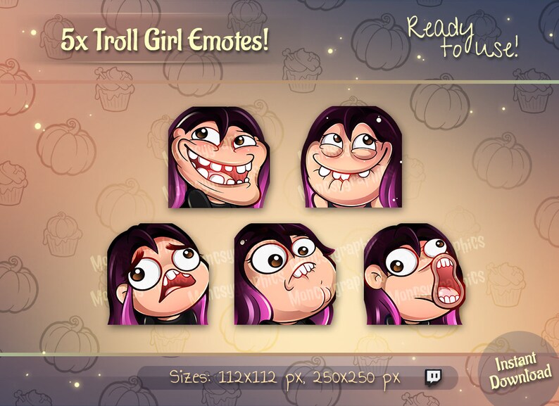 Troll Chibi Girl Emotes / Lindo meme girl emotes para Twitch, Youtube ...