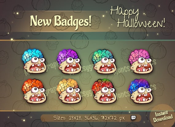 Digital Twitch halloween sub bit badges Halloween muffin badges for ...