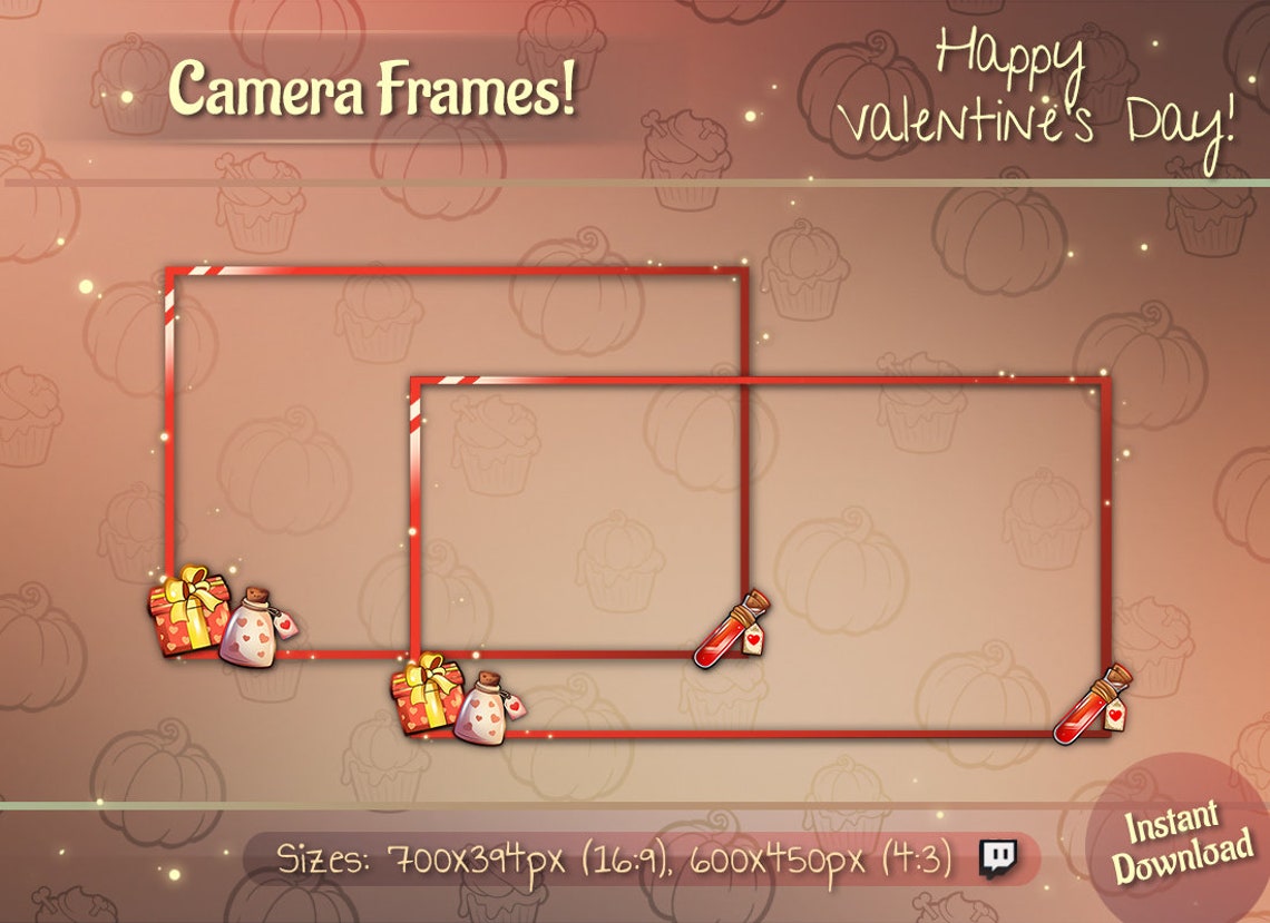 Webcam Overlay / Webcam Frame Valentine's Day (Instant Download) - Etsy